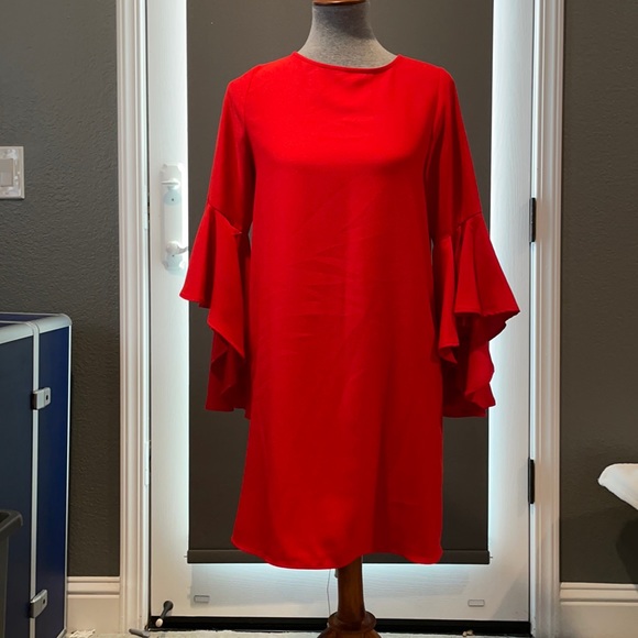 Zara | Dresses | Zara Ruffled Redorange Dress | Poshmark